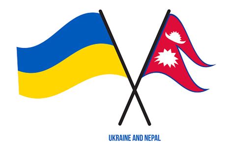 우크라이나와 네팔 국기가 교차하고 평평한 스타일로 흔들립니다 공식 비율 올바른 색상 경제에 대한 스톡 벡터 아트 및 기타 이미지