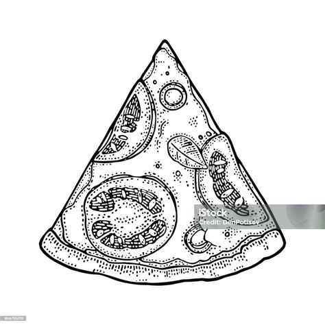 피자 마르게리타 슬라이스 빈티지 벡터 일러스트 포스터 메뉴 상자에 대 한 조각 0명에 대한 스톡 벡터 아트 및 기타 이미지