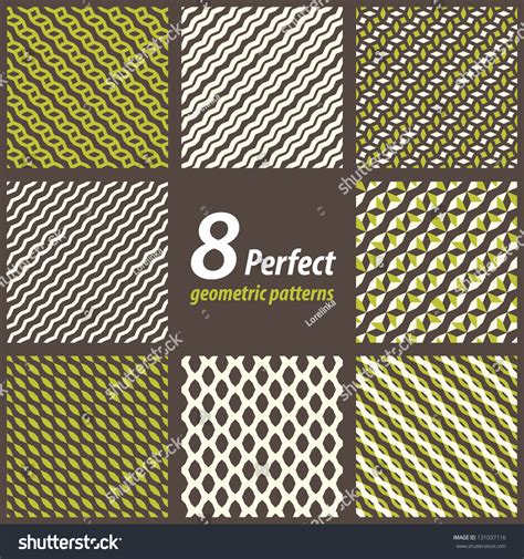 Collection 8 Seamless Geometric Patterns Raster Stock Illustration