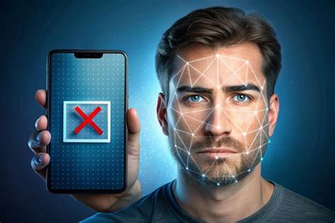 3d Face Recognition Illustration With Cross Mark Rejected Concept Of