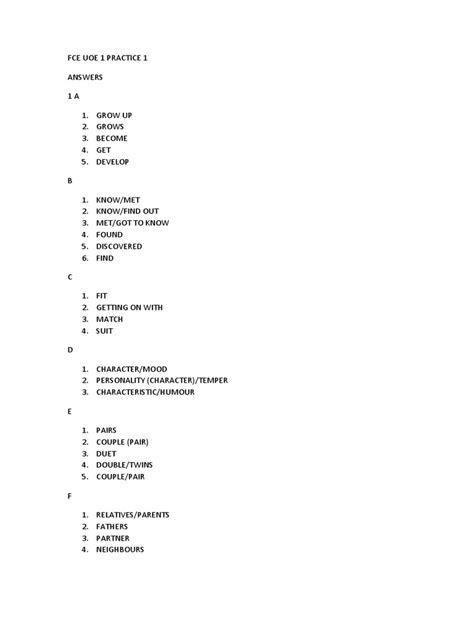 Fce Uoe 1 Practice 1 Answers Pdf