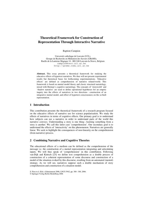 Pdf Theoretical Framework For Construction Of Representation Through Interactive Narrative Pdf Theoretical Framework For Construction Of Representation Through Interactive Narrative