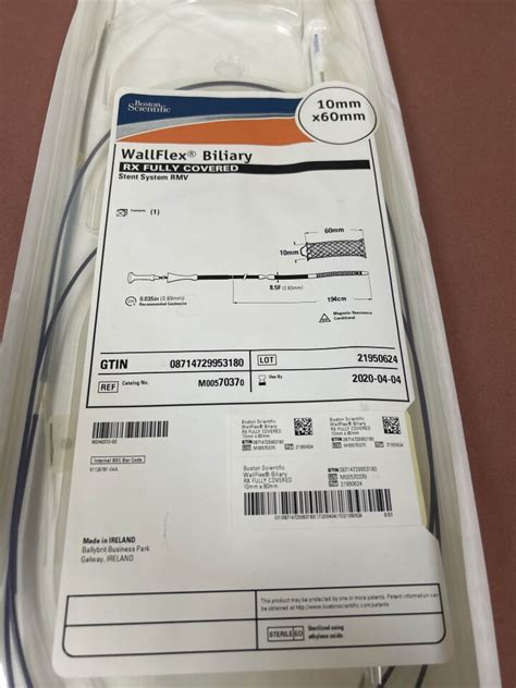 New Boston Scientific M00570370 Wallflex Biliary Stent System Rmv 10mm X 60mm Disposables