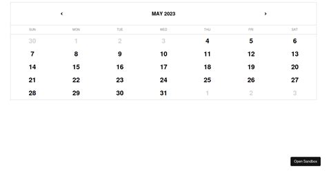 Calendar Codesandbox