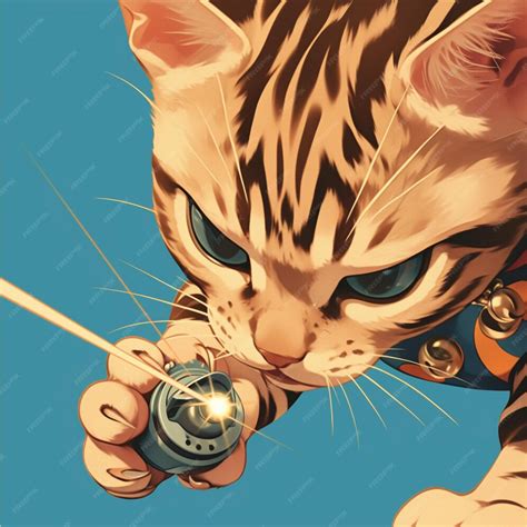 Bengal Cat Chasing A Laser Pointer Premium Ai Generated Vector