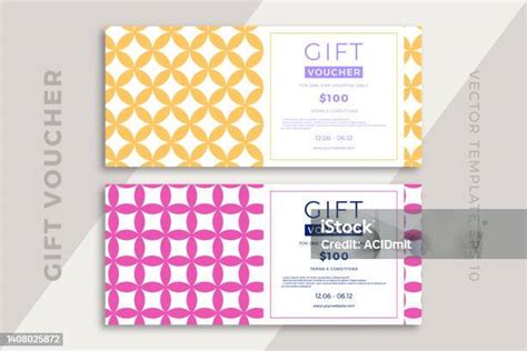 트렌디 한 창조적 인 선물 카드 모형 예술적 기하학적 패턴의 현대 할인 쿠폰 또는 인증서 템플릿 샘플 텍스트가있는 깨끗하고 간단한 벡터 편집 가능한 배경 Eps10 고급에