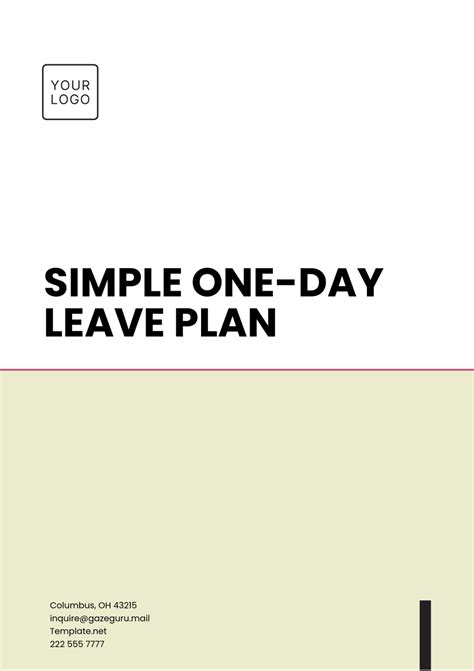 Free Leave Plan Templates Editable And Printable