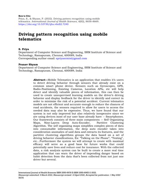 Pdf Driving Pattern Recognition Using Mobile Telematics