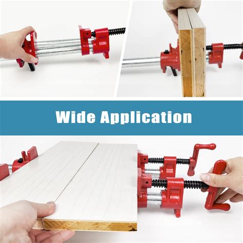 Flkqc Wood Gluing Pipe Clamp Set Heavy Duty Cast Iron Quick Release