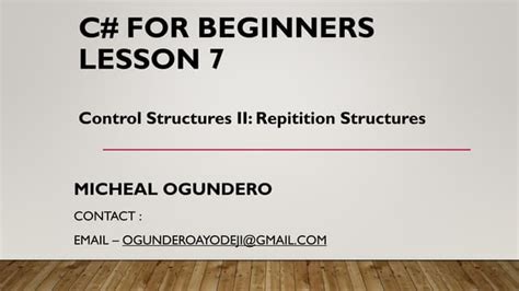 csharp repitition structures ppt