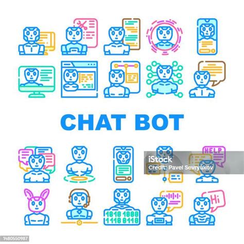 Chat Bot Robot Service Icons Set Vector Stock Illustration Download