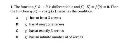 Solved 1 The Function F RR Is Differentiable And Chegg Com