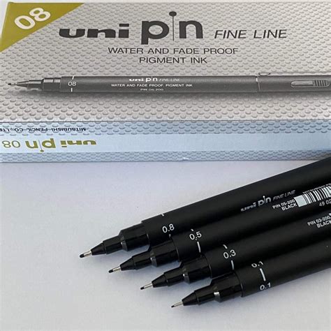 Authentic Unipin Uni Pin Fine Line Drawing Pen Black Water And Fade