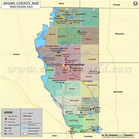 Adams Wi Map Historic Pictoric Map Adams County