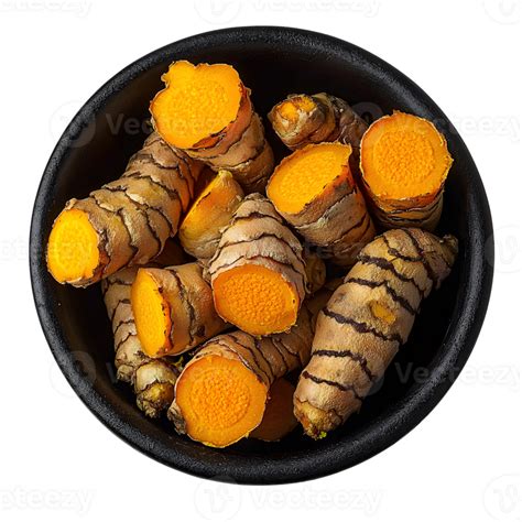 Açafrão Raízes Dentro Preto Tigela Topo Visualizar 59252311 Png