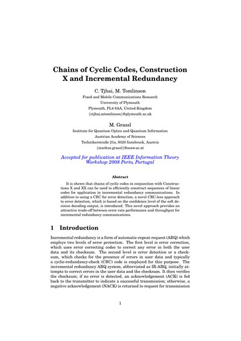 pdf chains of cyclic codes construction x and incremental redundancy