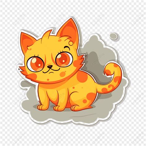 Hot Orange Cat Sticker Style Character Vector Clipart Vectric Characters Png Image Free Download