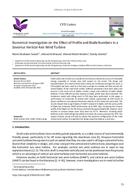 Pdf Numerical Investigation On The Effect Of Profile And Blade Numbers In A Savonius Vertical