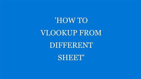 How To Vlookup From Different Sheets Youtube