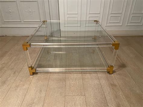 Plexiglass Coffee Table And Brass Corners 1970s At 1stdibs