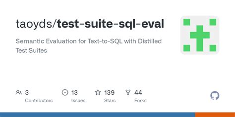 Github Taoydstest Suite Sql Eval Semantic Evaluation For Text To