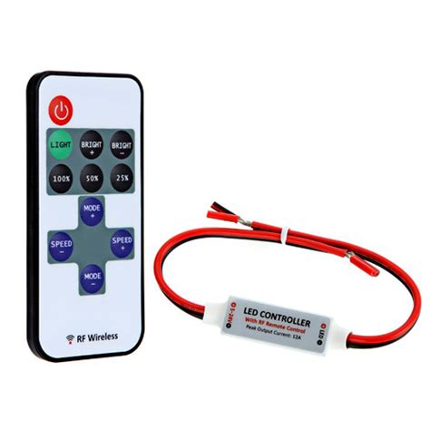 Single Color LED Mini Dimmer With Dynamic Modes RF Remote RF DIM A LED Strip Room