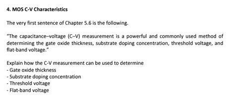 Solved Mos C V Characteristicsthe Very First Sentence Of
