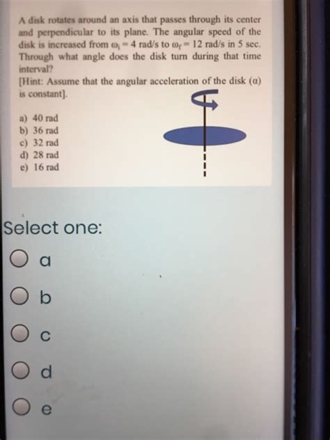 Solved A Disk Rotates Around An Axis That Passes Through Its Chegg