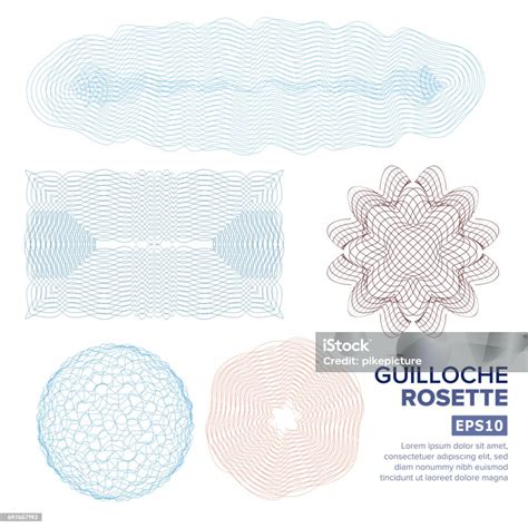기로 쉐 장미 세트 벡터입니다 디플로마 인증서 돈 또는 여권에 대 한 추상 장미 장식 요소 기로 쉐 배경 장미입니다 벡터 일러스트 레이 션 여권에 대한 스톡 벡터 아트 및