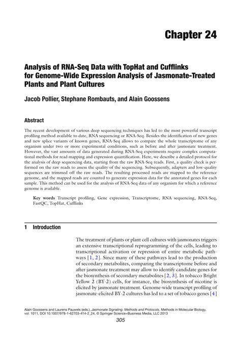 pdf analysis of rna seq data with tophat and cufflinks for genome