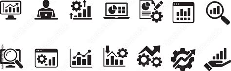 Collection Of Data Analytics And Business Intelligence Glyph Icons