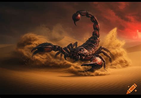 A Large Dark Scorpion Monster Emerges From Desert Sand On Craiyon