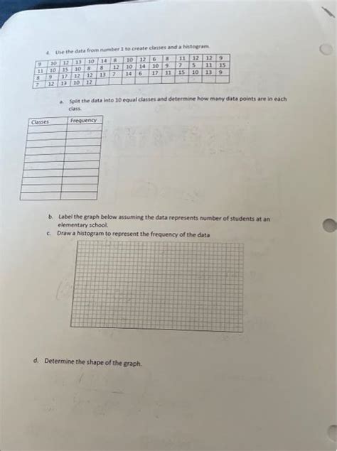 solved a split the data into 10 equal classes and determine