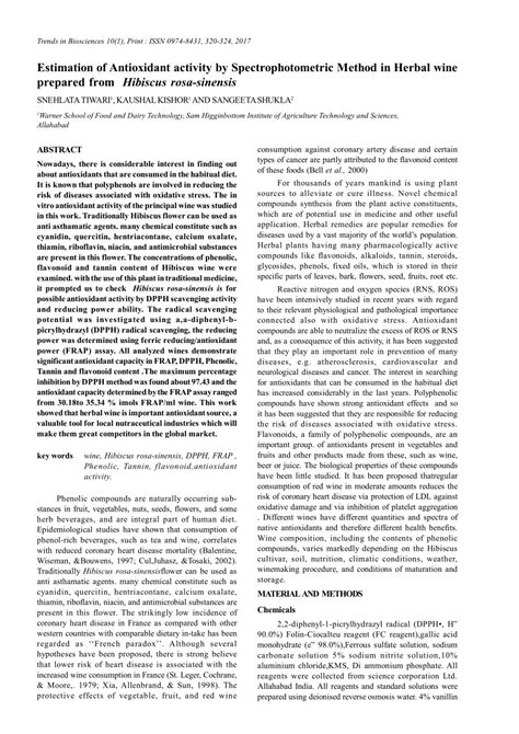 Pdf Estimation Of Antioxidant Activity By Spectrophotometric Method