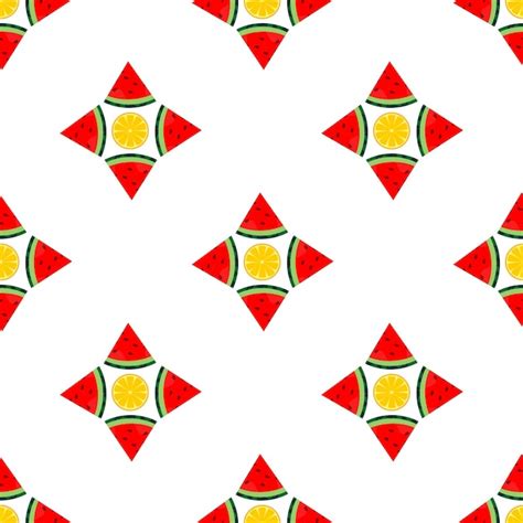 원활한 패턴 수박과 오렌지 과일 벡터 디자인 벽지 배경 커버 인쇄 디자인 및 디자인 요구에 대한 흰색 배경 디자인 프리미엄 벡터