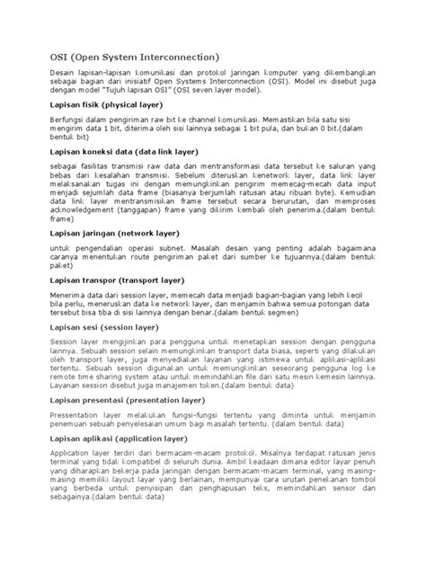 Osi Open System Interconnection Lapisan Fisik Physical Layer Pdf