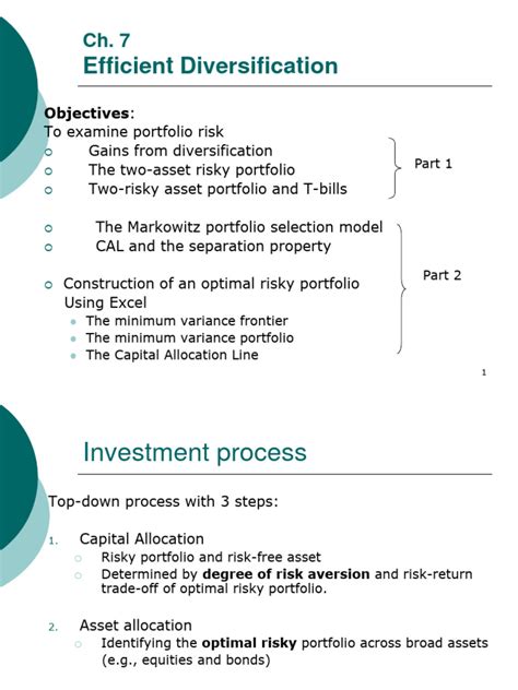 Ch 7 Efficient Diversification Part 1 W2024 Download Free Pdf Diversification Finance