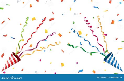 Exploding Party Popper With Confetti And Streamer Stock Vector Illustration Of Event