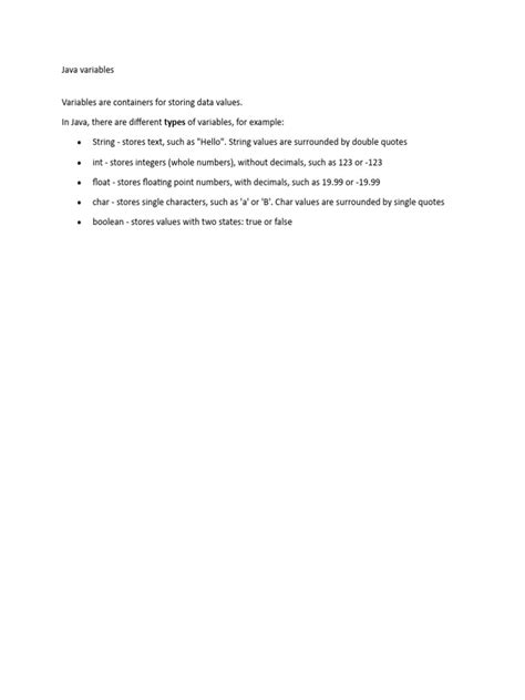 Java Variables Pdf