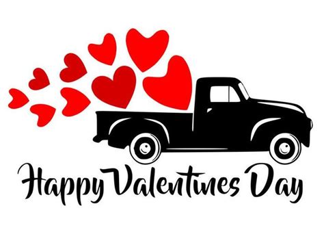 Valentines Truck With Hearts Svg Valentine Truck Svg Valentine Svg