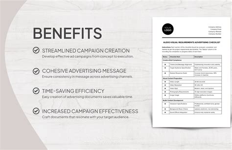 Audio Visual Requirements Advertising Checklist Template In Word Pdf