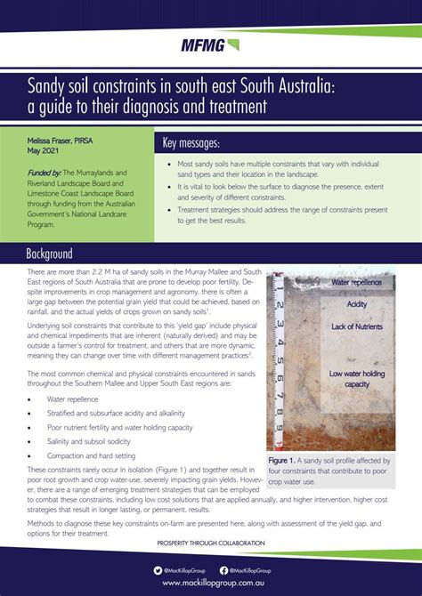 Sandy Soil Constraints In South East South Australia A Guide To Diagnosis And Treatment By