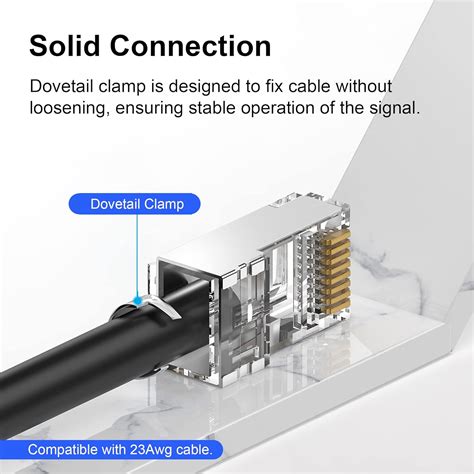Vention Cat7 Rj45 Connector Rj45 Ethernet Connector With Nickel Plated Shielded 600mhz 10gbps