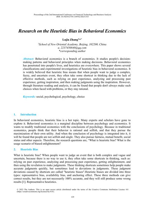 Pdf Research On The Heuristic Bias In Behavioral Economics