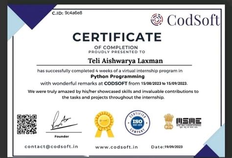 Aishwarya Teli On Linkedin Python Codsoft