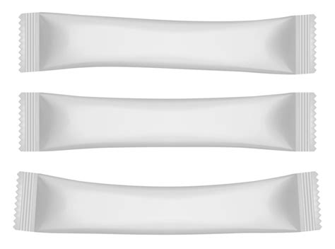 백설탕 스틱 빈 설탕 향 주머니 포장 스틱 팩 3d 모형 종이 주머니 일회용 포장 프리미엄 벡터