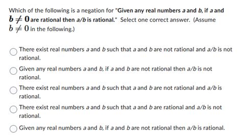 Solved Which Of The Following Is A Negation For Given Any Chegg Com