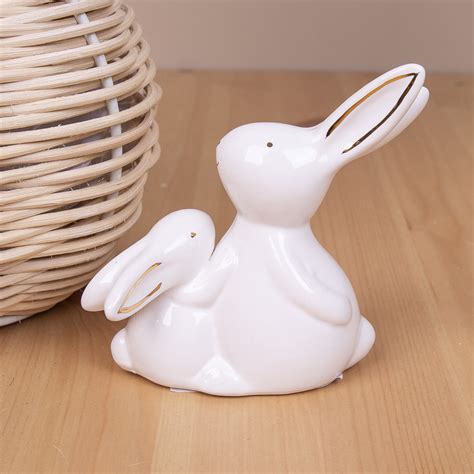 Керамічні статуетки зайці білого кольору купити