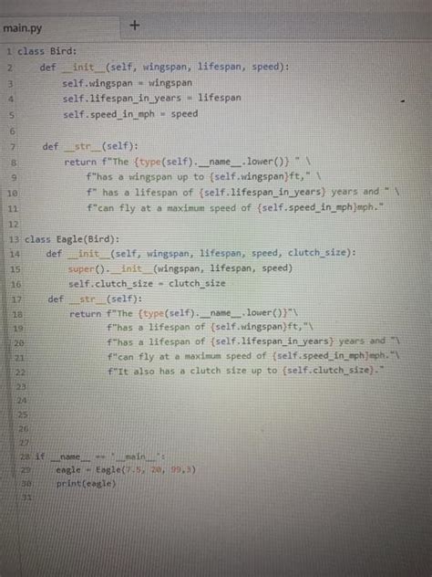 Solved Lo Overriding Methods Mainpy 1 Class Bir 2 Def