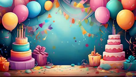 A Birthday Card With Balloons And A Box Of T Boxes On A Table Premium Ai Generated Image